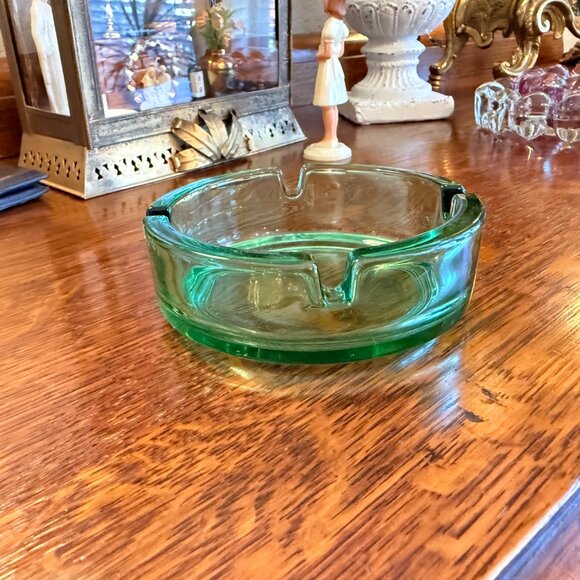 Vintage | Accents | Vintage French Green Thick Glass Ashtray | Poshmark